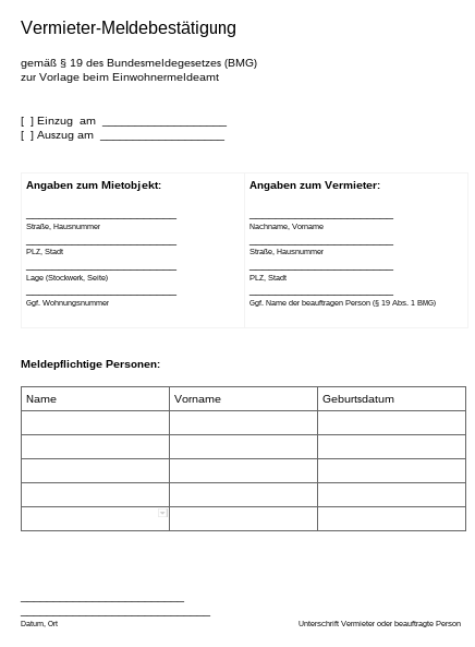 Vermieterbescheinigung Einwohnermeldeamt – Genkin Anwälte Düsseldorf ...